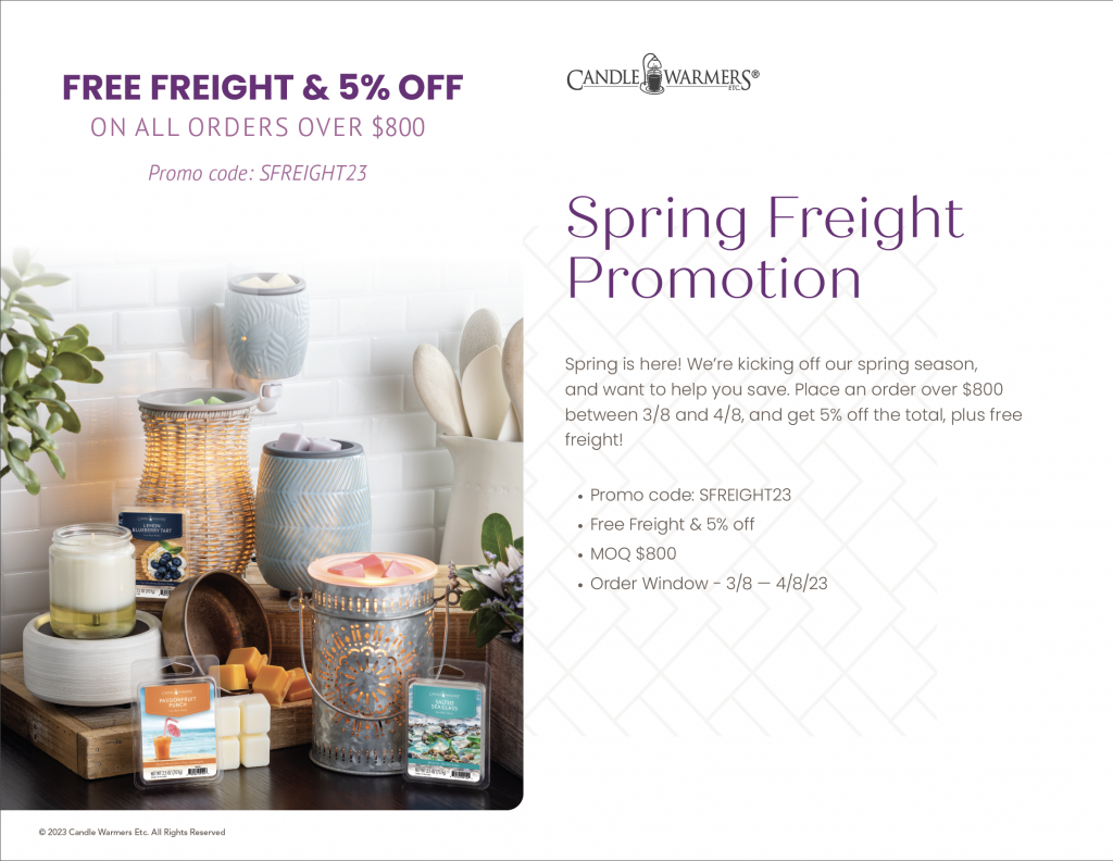 Spring 2023 Freight Promotion | Candle Warmers